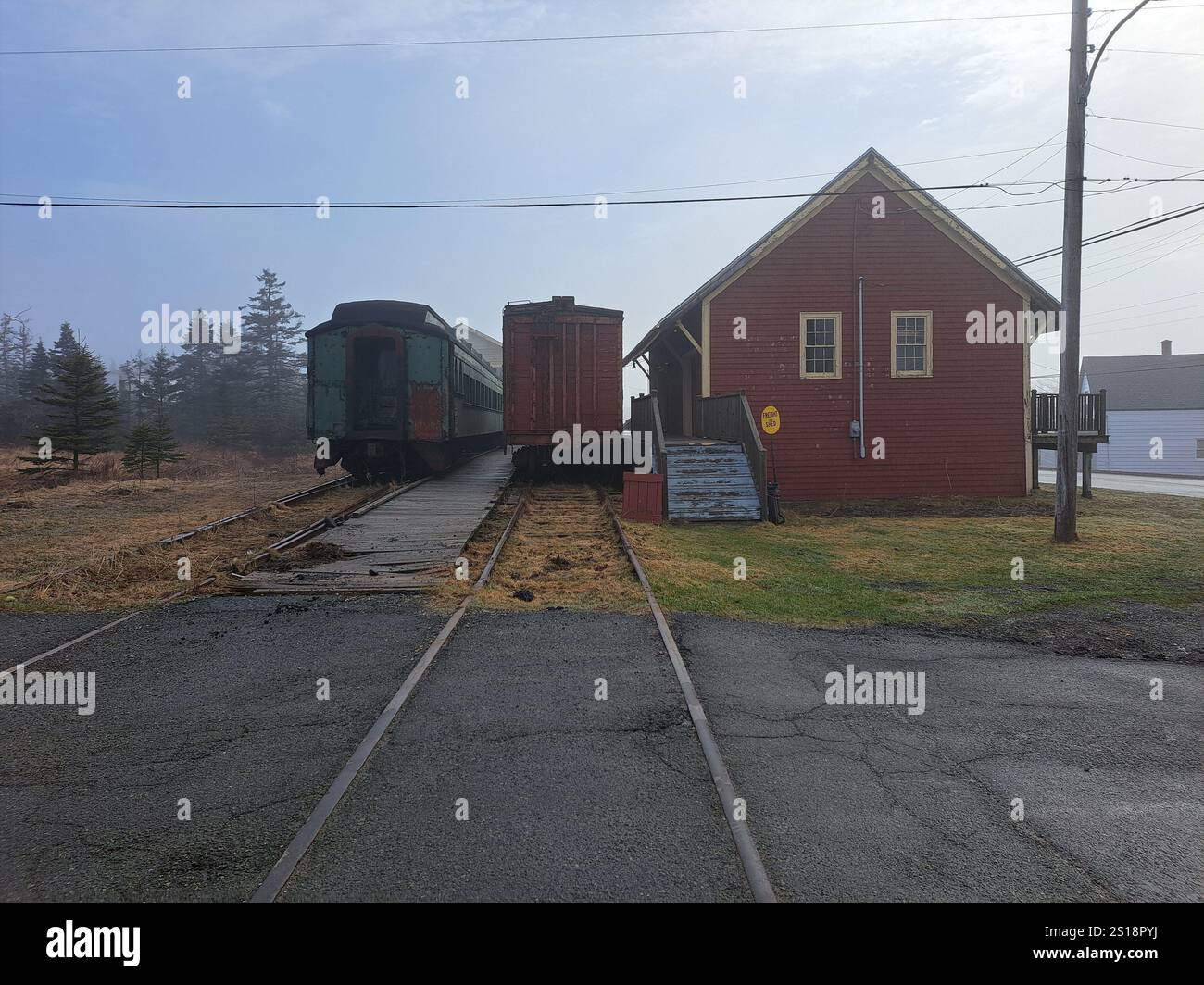 Rail yard at S&L Railway museum in Louisbourg, Nova Scotia, Canada ...
