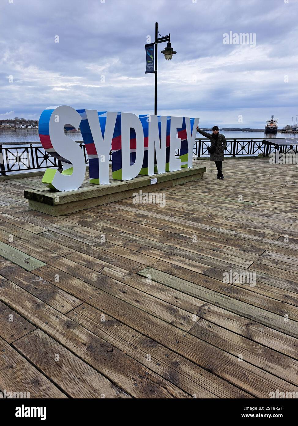 Welcome to Sydney sign at the waterfront in Sydney, Nova Scotia, Canada ...