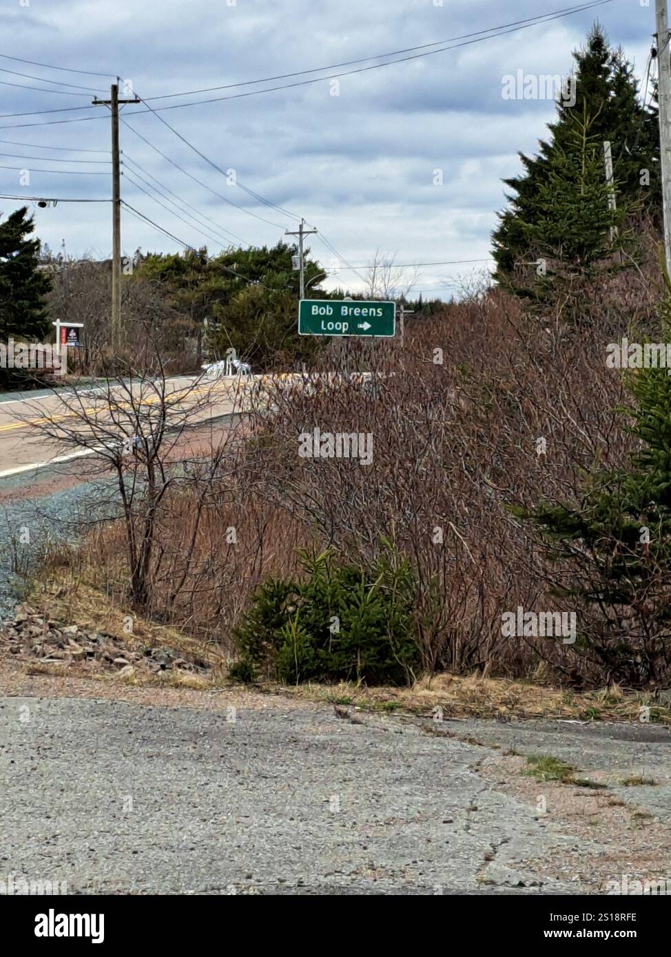 Bob Breens Loop sign in Liscomb, Nova Scotia, Canada Stock Photo - Alamy