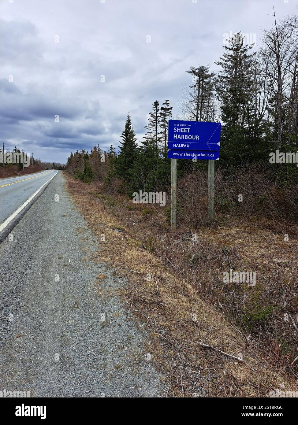 Welcome to Sheet Harbour sign on highway 7 in Nova Scotia, Canada Stock ...