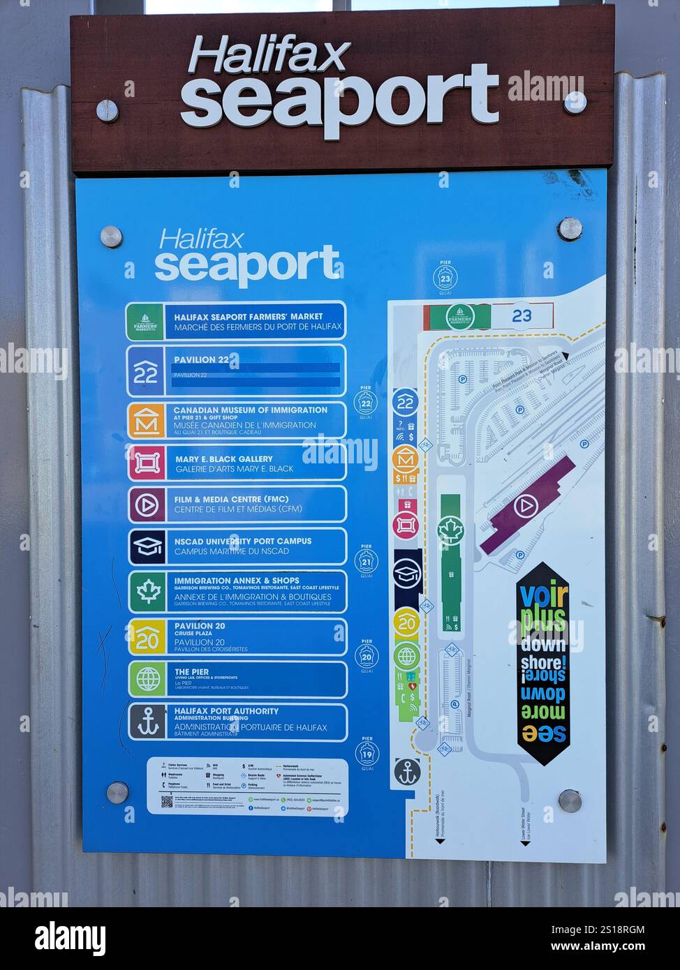 Information sign at the seaport district in Halifax, Nova Scotia ...