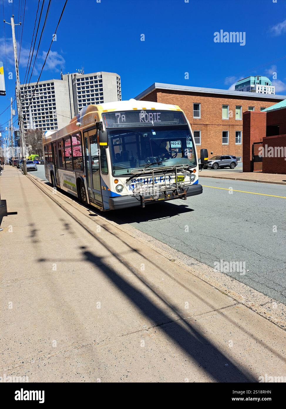 City bus stopped in downtown Halifax, Nova Scotia, Canada Stock Photo ...