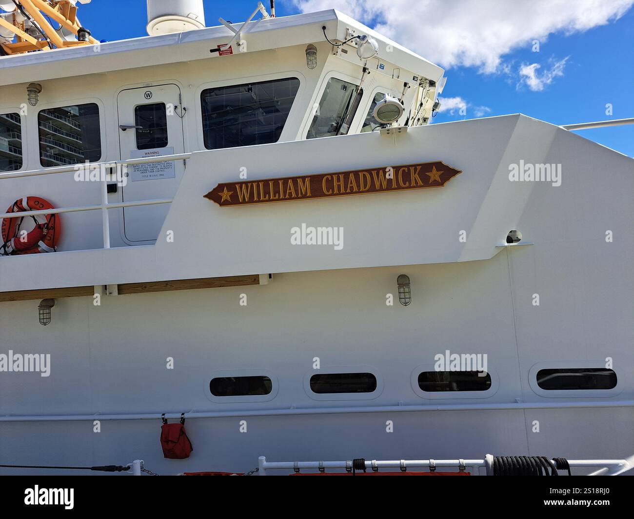 US Coast Guard boat docked at the waterfront boardwalk in Halifax, Nova ...