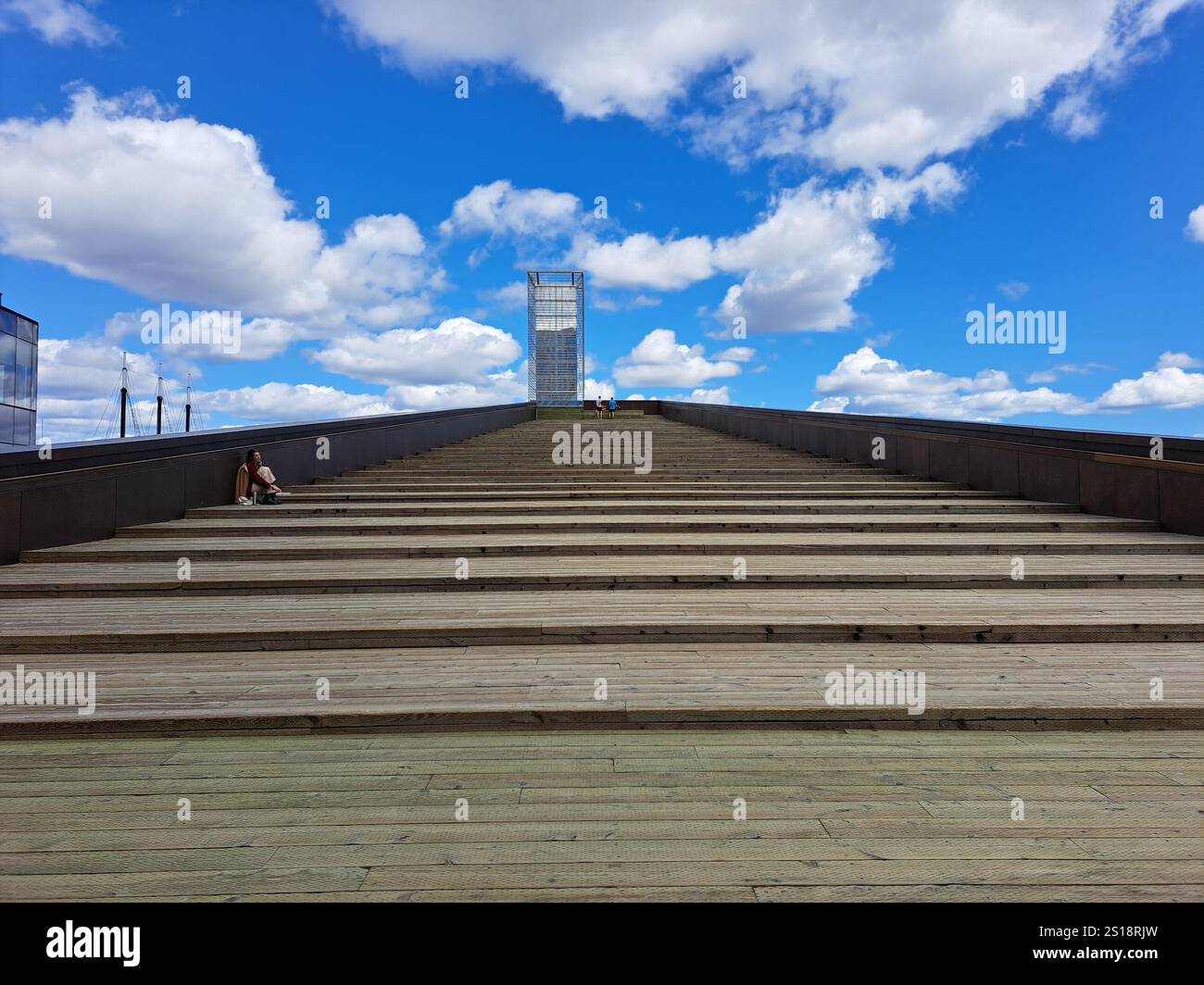 Stairs to a look out point at the waterfront boardwalk in Halifax, Nova ...