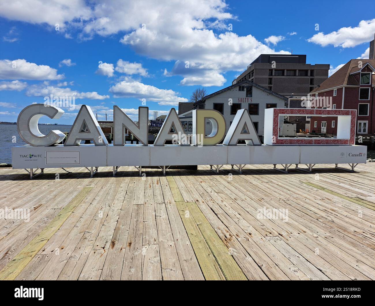 Canada sign at the waterfront boardwalk in Halifax, Nova Scotia, Canada ...