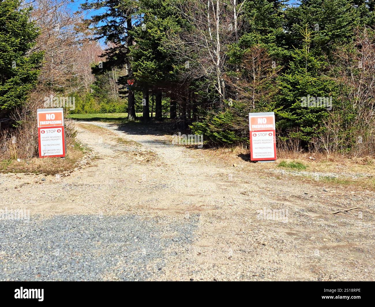 No trespassing signs on Oak Island, Nova Scotia, Canada Stock Photo - Alamy