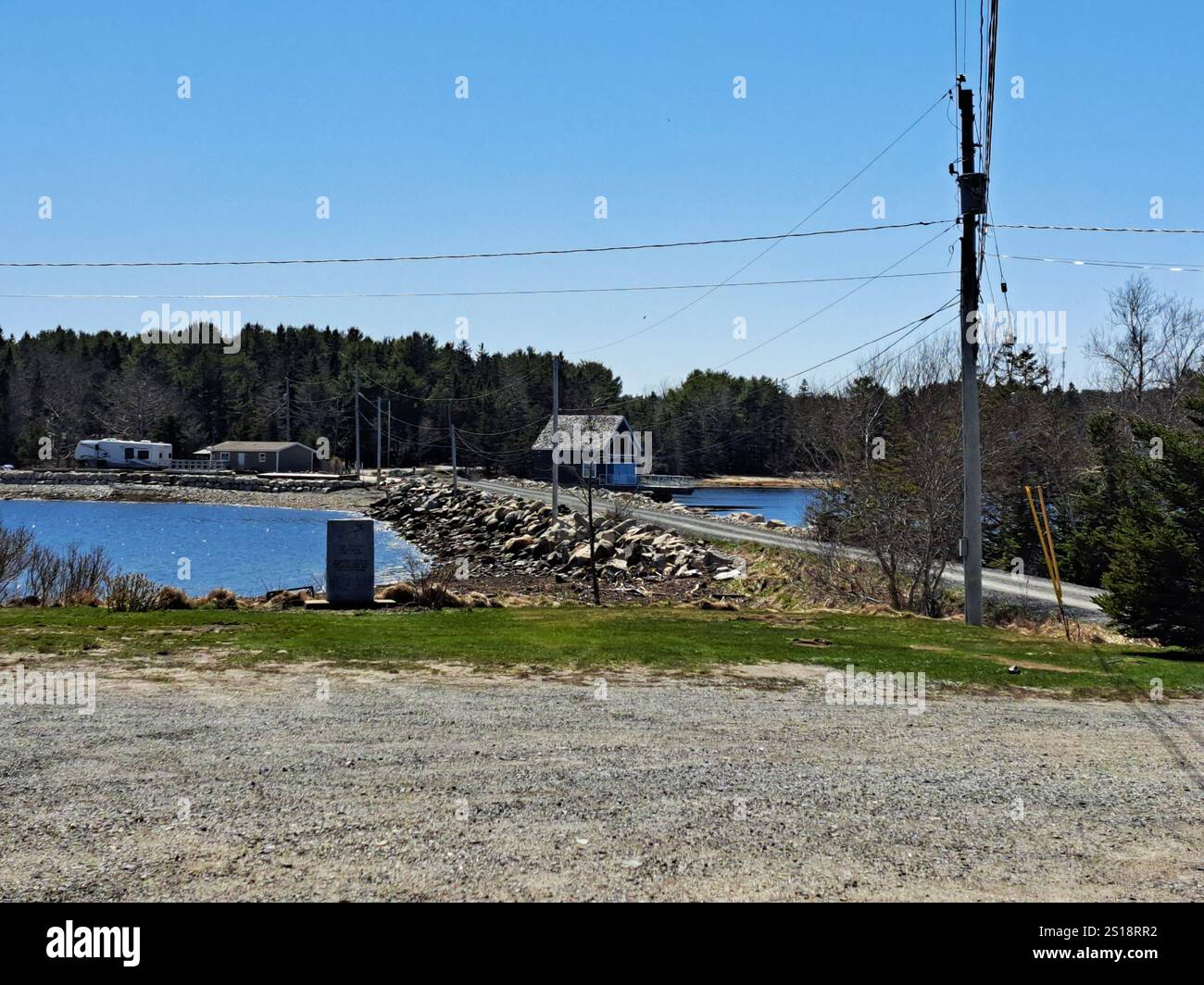 Causeway connecting Oak Island to the mainland at Crandall Point in ...