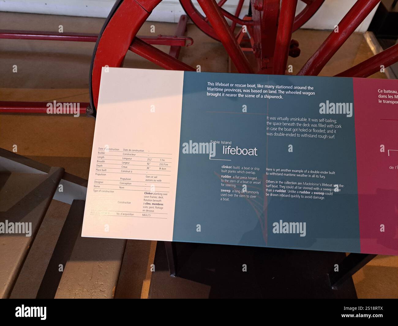 Sable Island lifeboat sign on a wheeled wagon at the Maritime Museum of ...