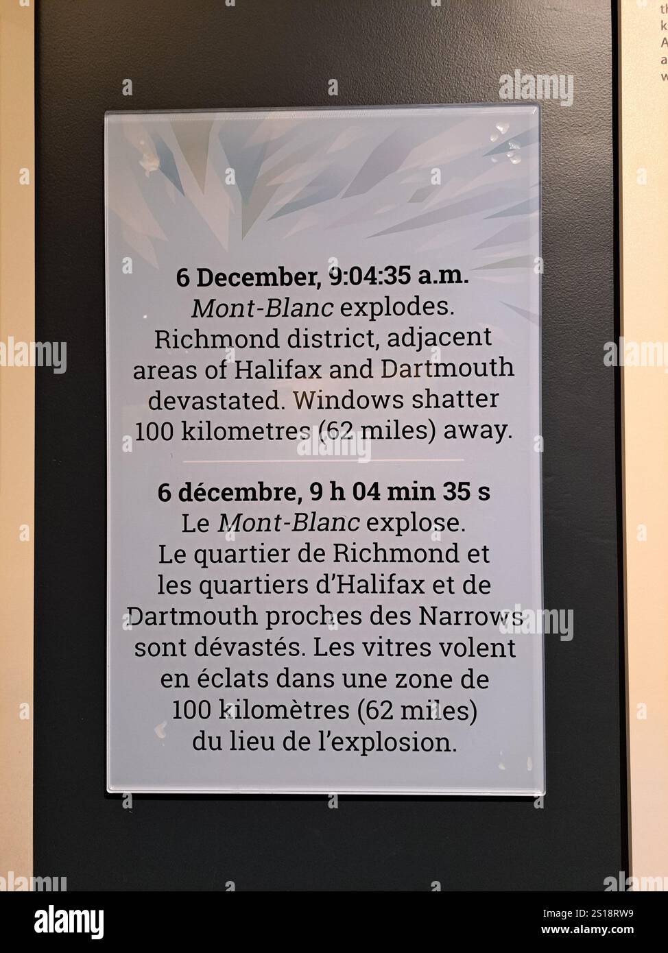 Halifax explosion chronology sign at the Maritime Museum of the ...