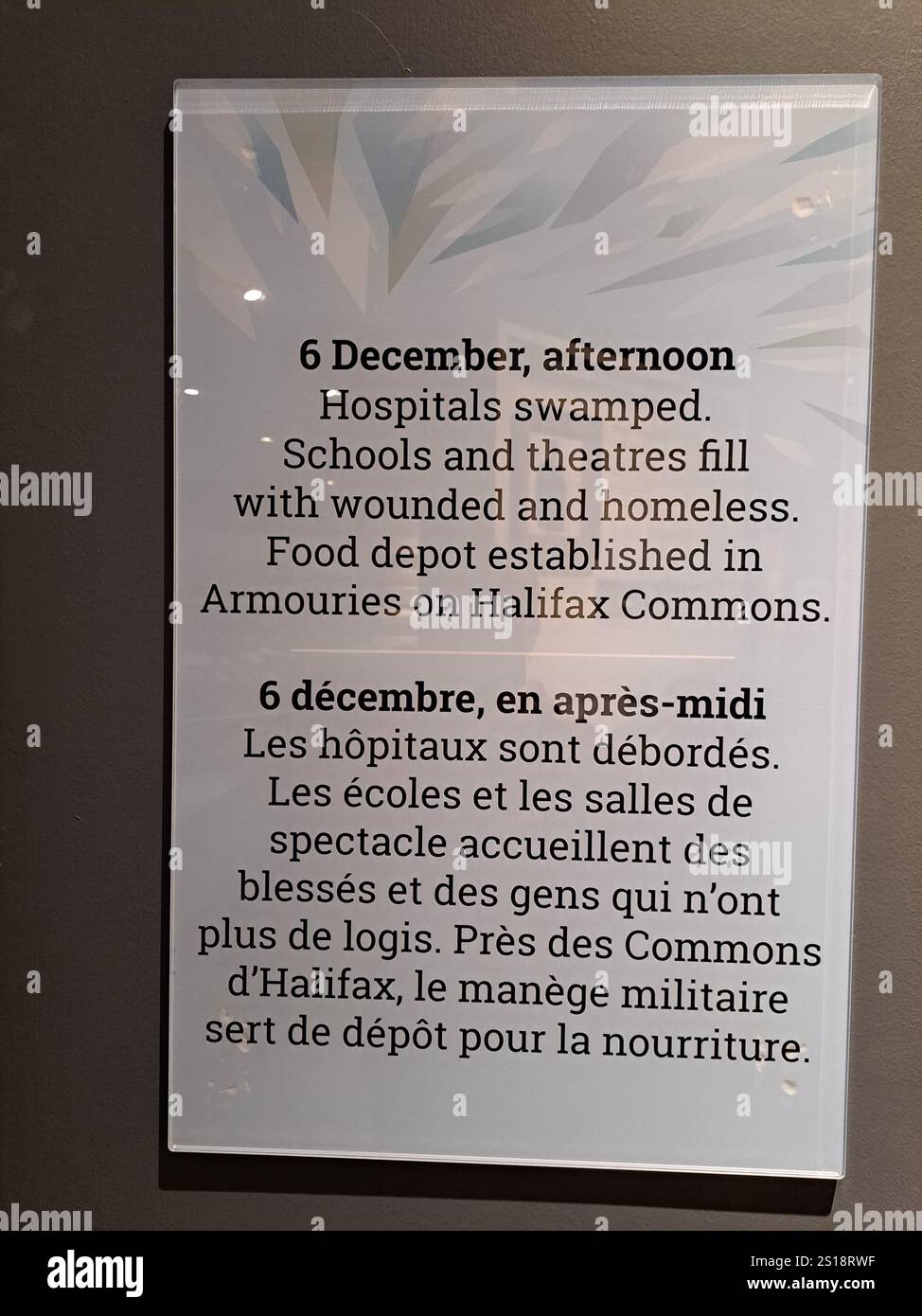 Halifax explosion chronology sign at the Maritime Museum of the ...