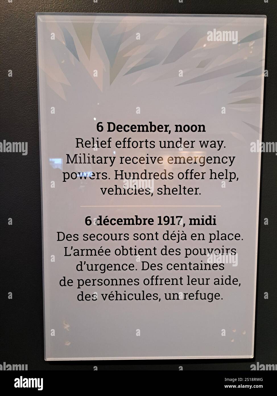 Halifax explosion chronology sign at the Maritime Museum of the ...