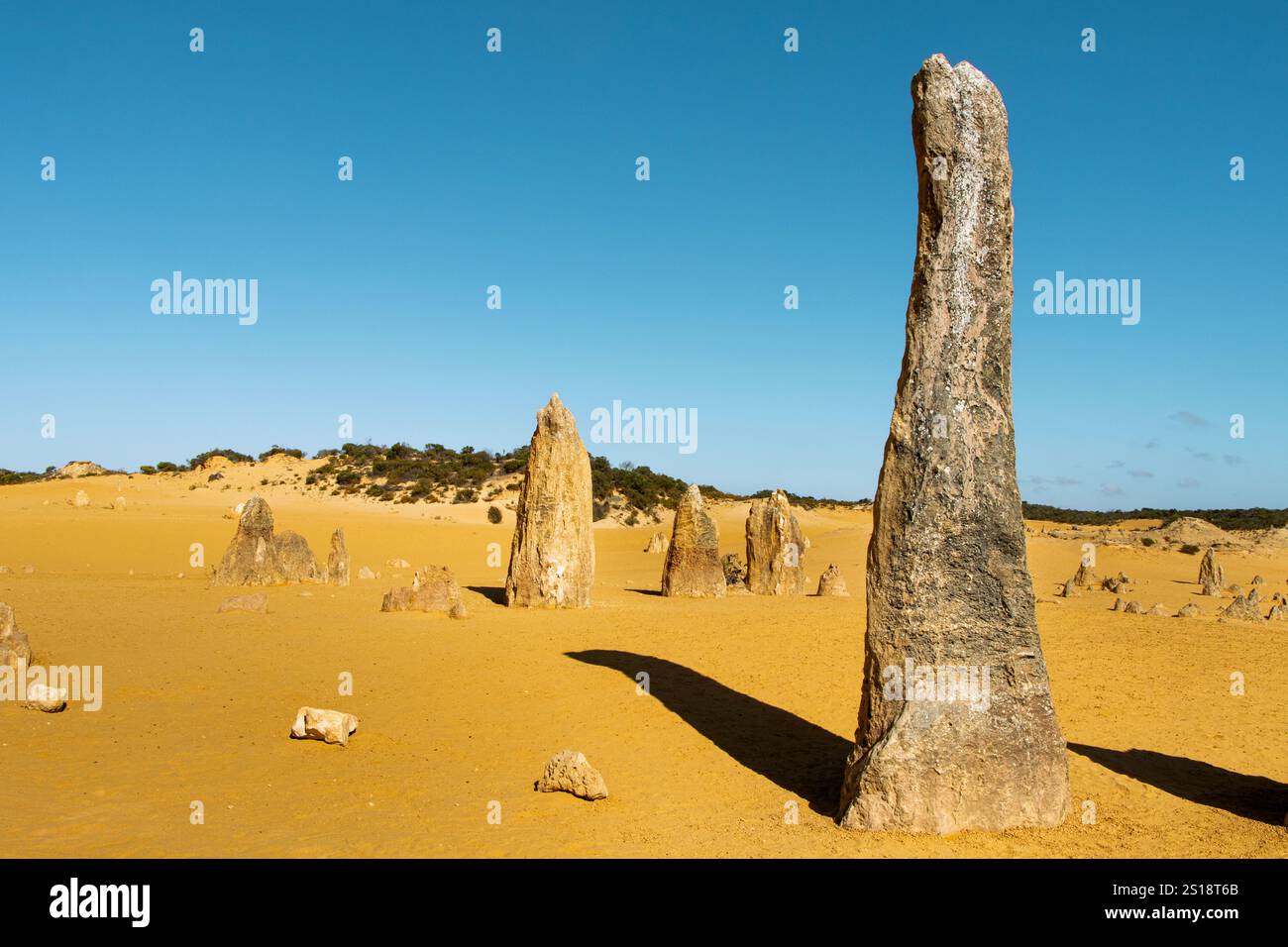 Landscape shot of giant limestone pillar in Pinnacles national park ...