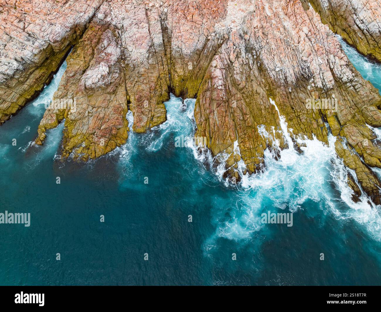 Aerial view of rocky coastline of Coles Point on the Eyrs penisula in ...