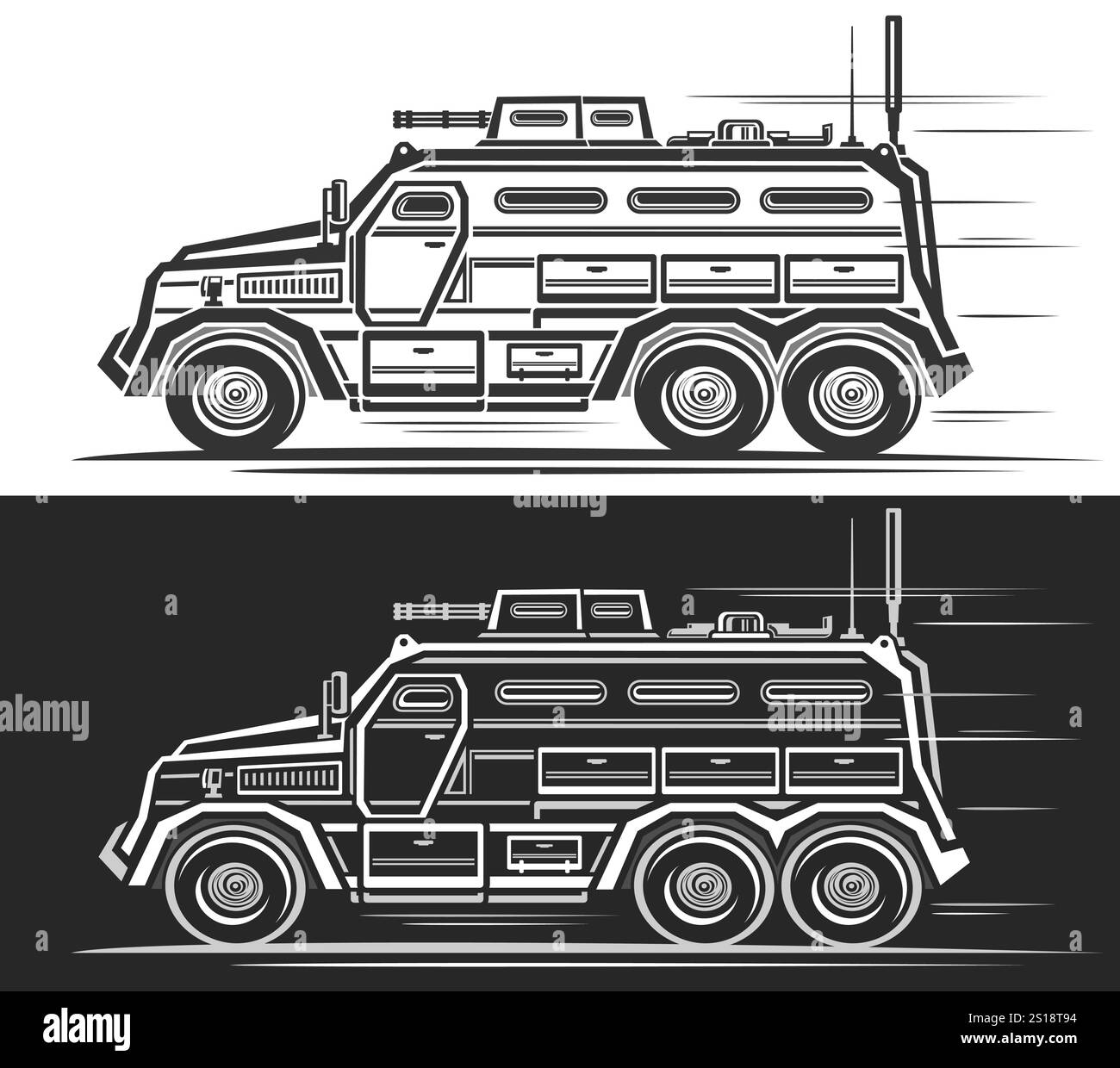 Vector Military Armored Vehicle, automotive horizontal banner with ...