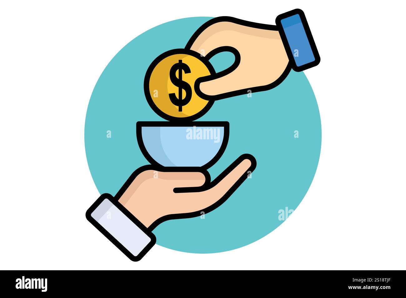 Poverty icon. colored outline icon style. hand giving with money. icon ...