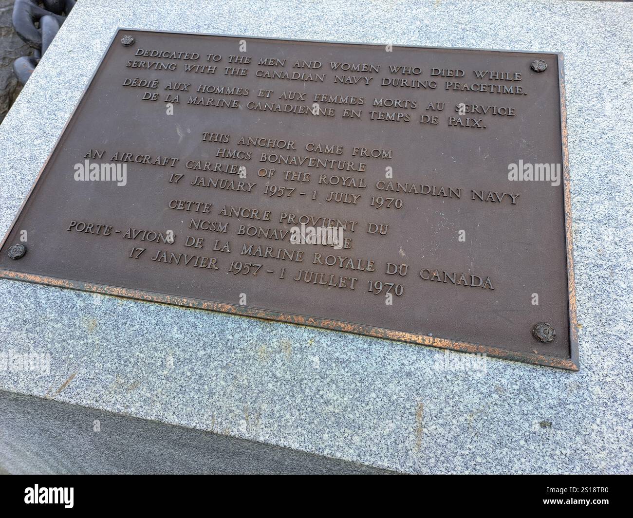 Plaque for Anchor from HMCS Bonaventure displayed at Point Pleasant ...