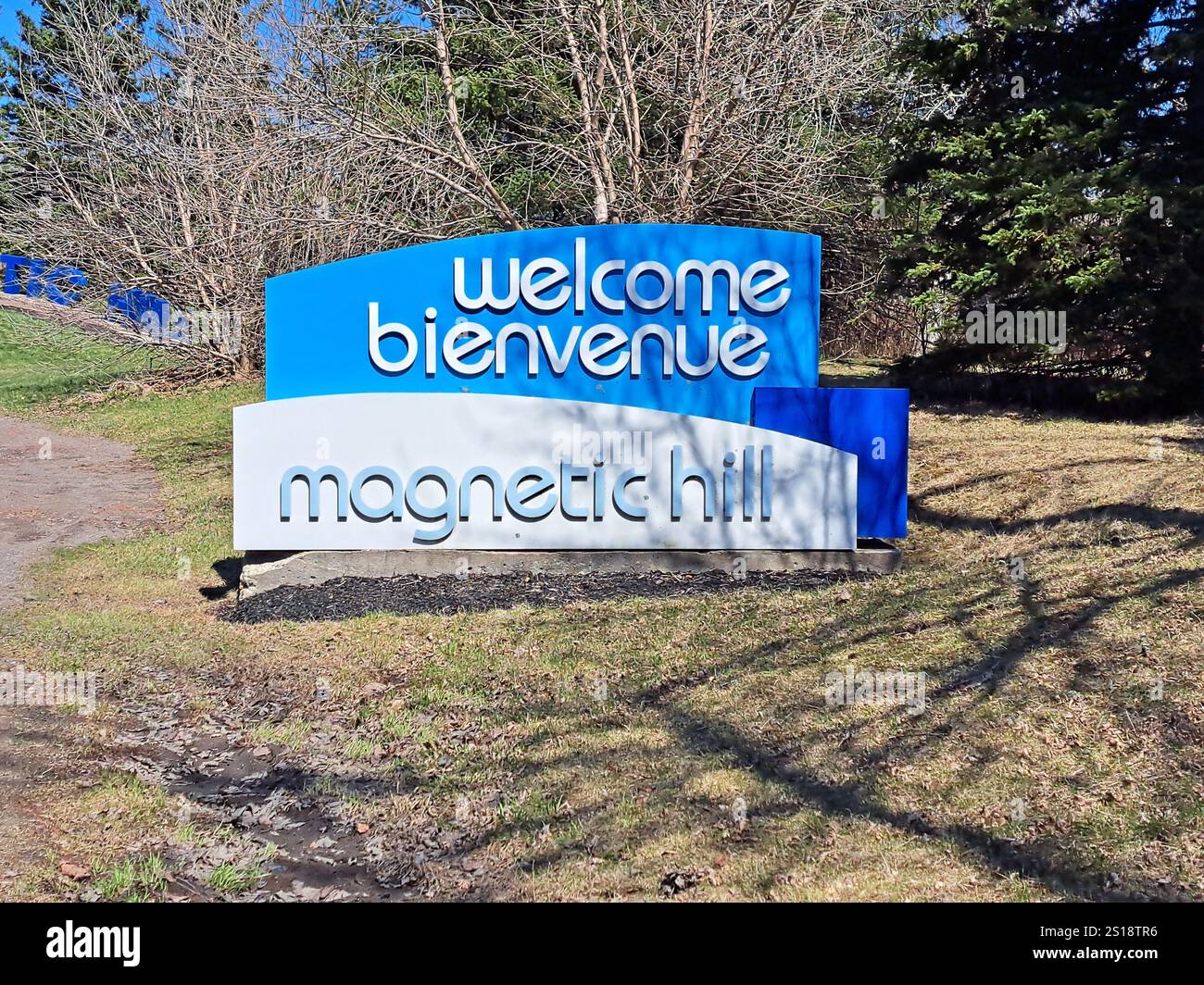 Welcome to Magnetic Hill sign in Moncton, New Brunswick, Canada Stock ...