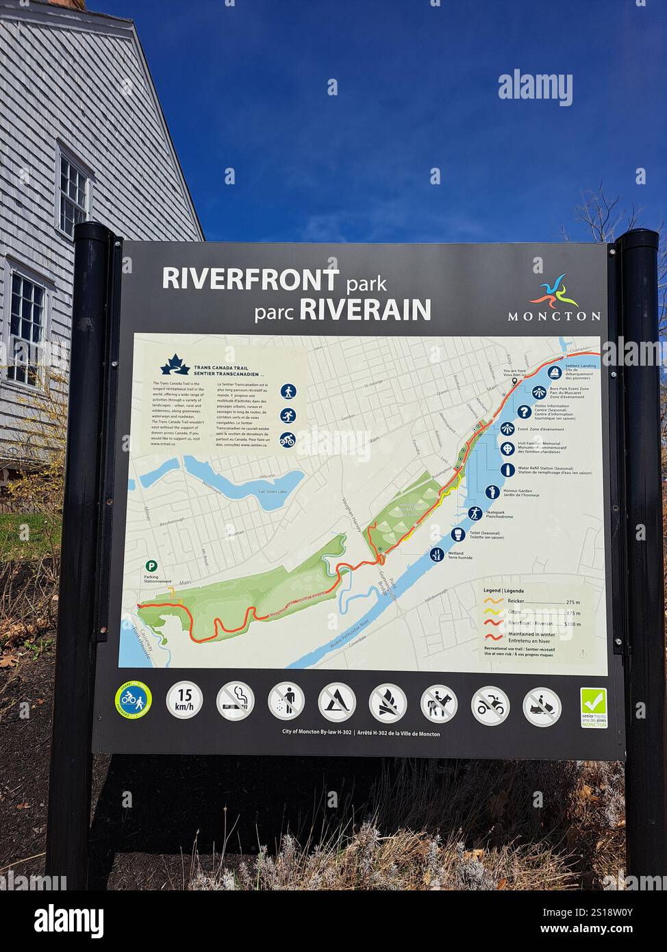 Information map sign at Riverfront Park in downtown Moncton, New ...