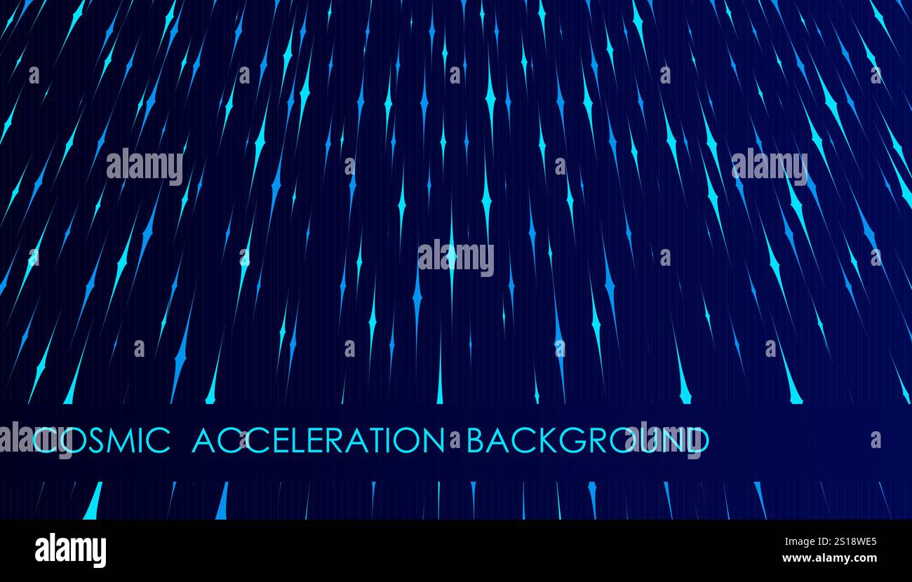Horizontal futuristic blue space abstract background with stars flying ...