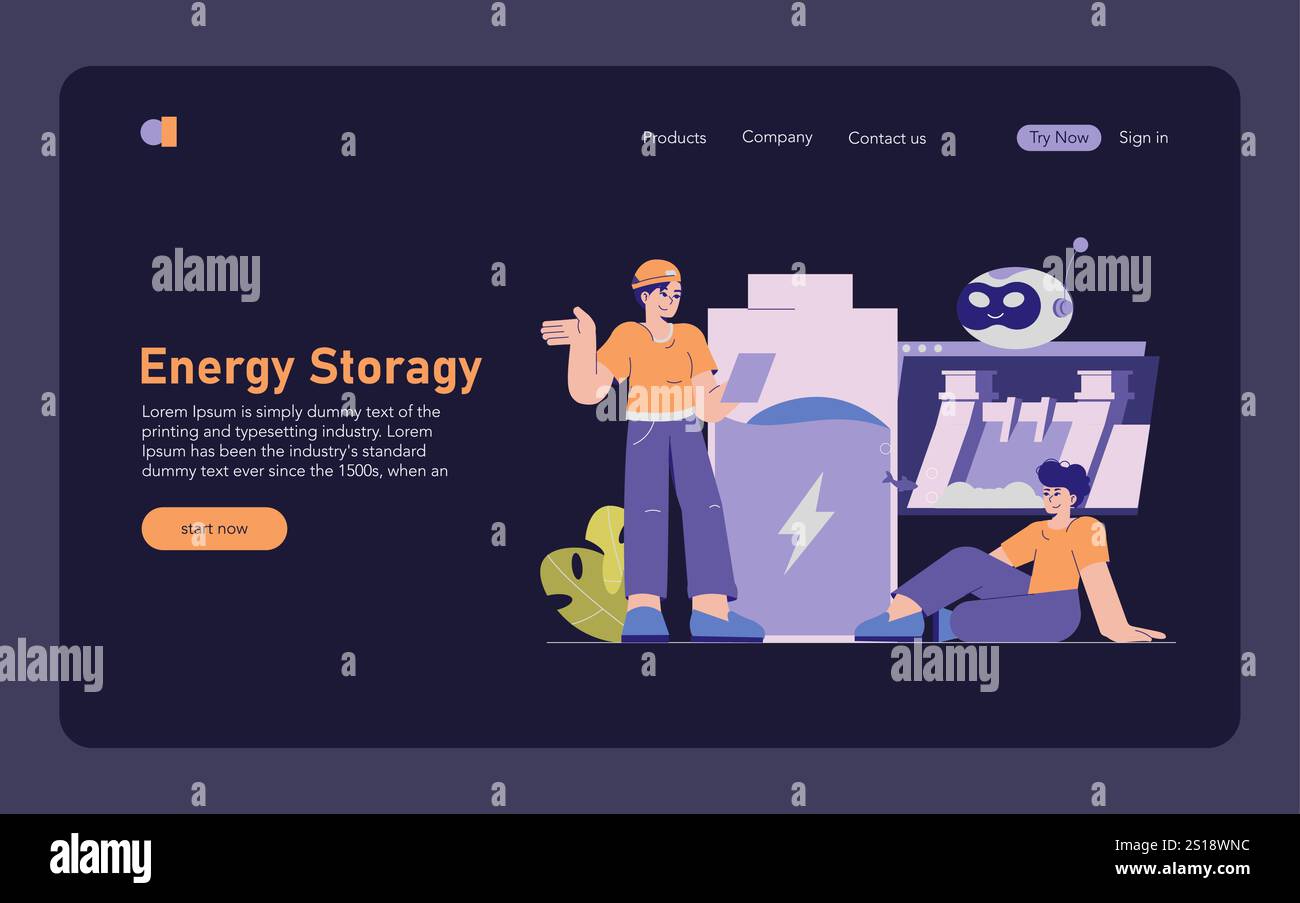 Hydropower concept. Engineers interact with futuristic hydropower plant ...