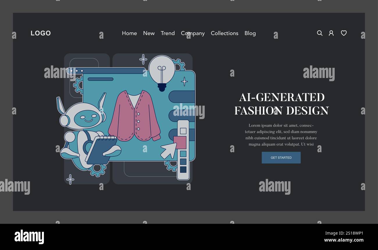 AI-Generated Fashion Design concept. A robot sketches a garment with ...