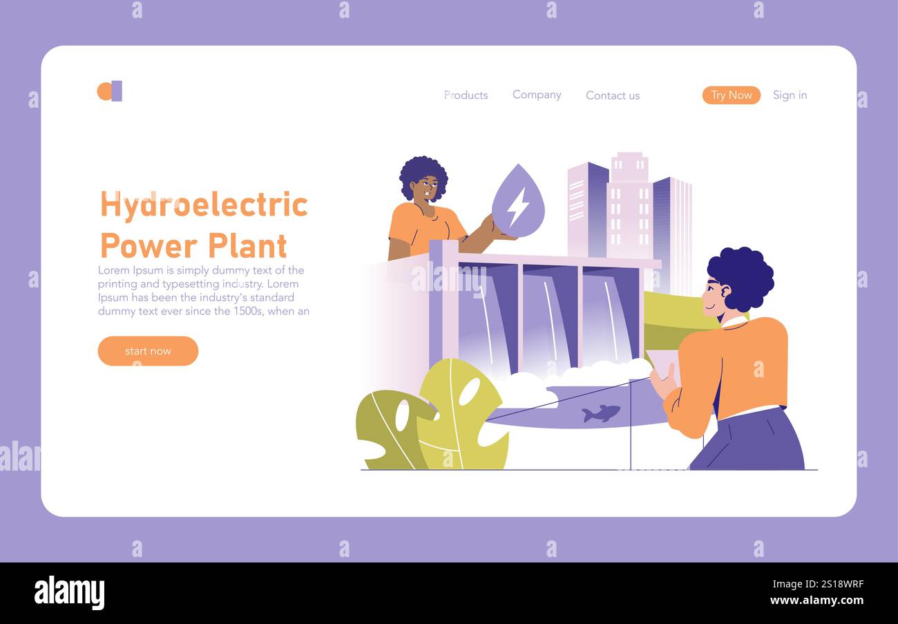 Hydropower concept. Renewable energy generation at a modern ...