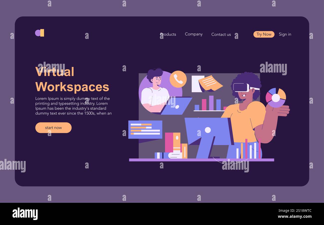 Immersive Reality concept. Professionals interacting within a virtual ...