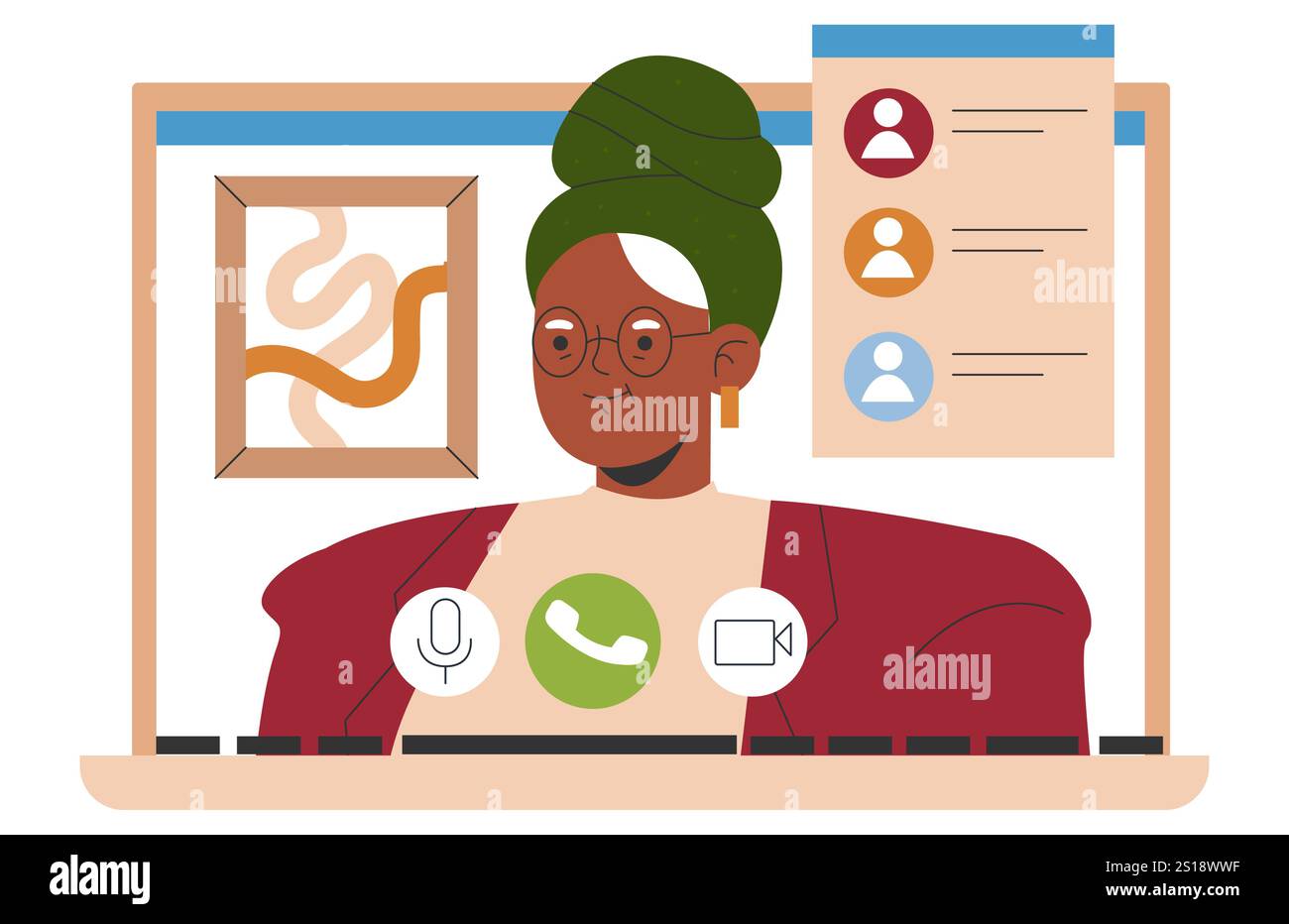 Businesswoman multitasking during a video call, managing client ...