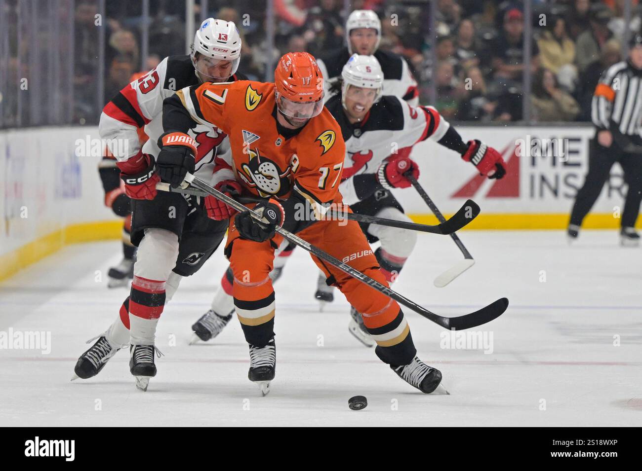 Anaheim Ducks left wing Alex Killorn, left, and New Jersey Devils ...