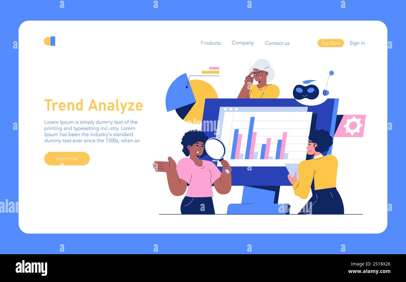 Data analysis concept. Team collaborates on market trend evaluation ...