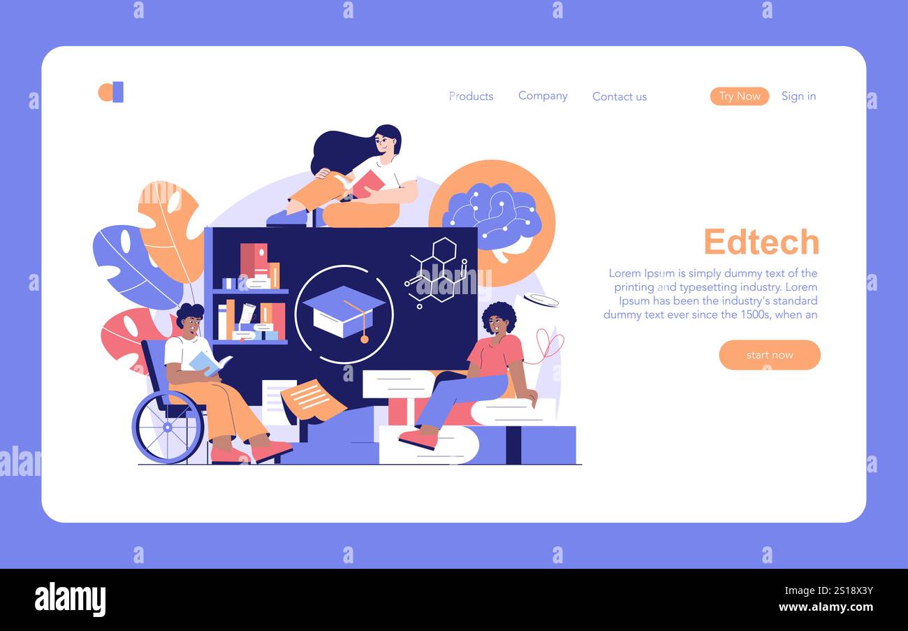 Edtech concept. Diverse students engage with digital technology for ...