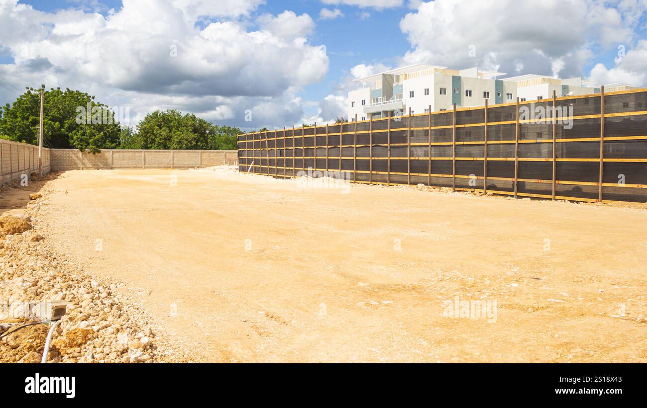 Land under construction, flat base of the project, santo domingo Stock ...