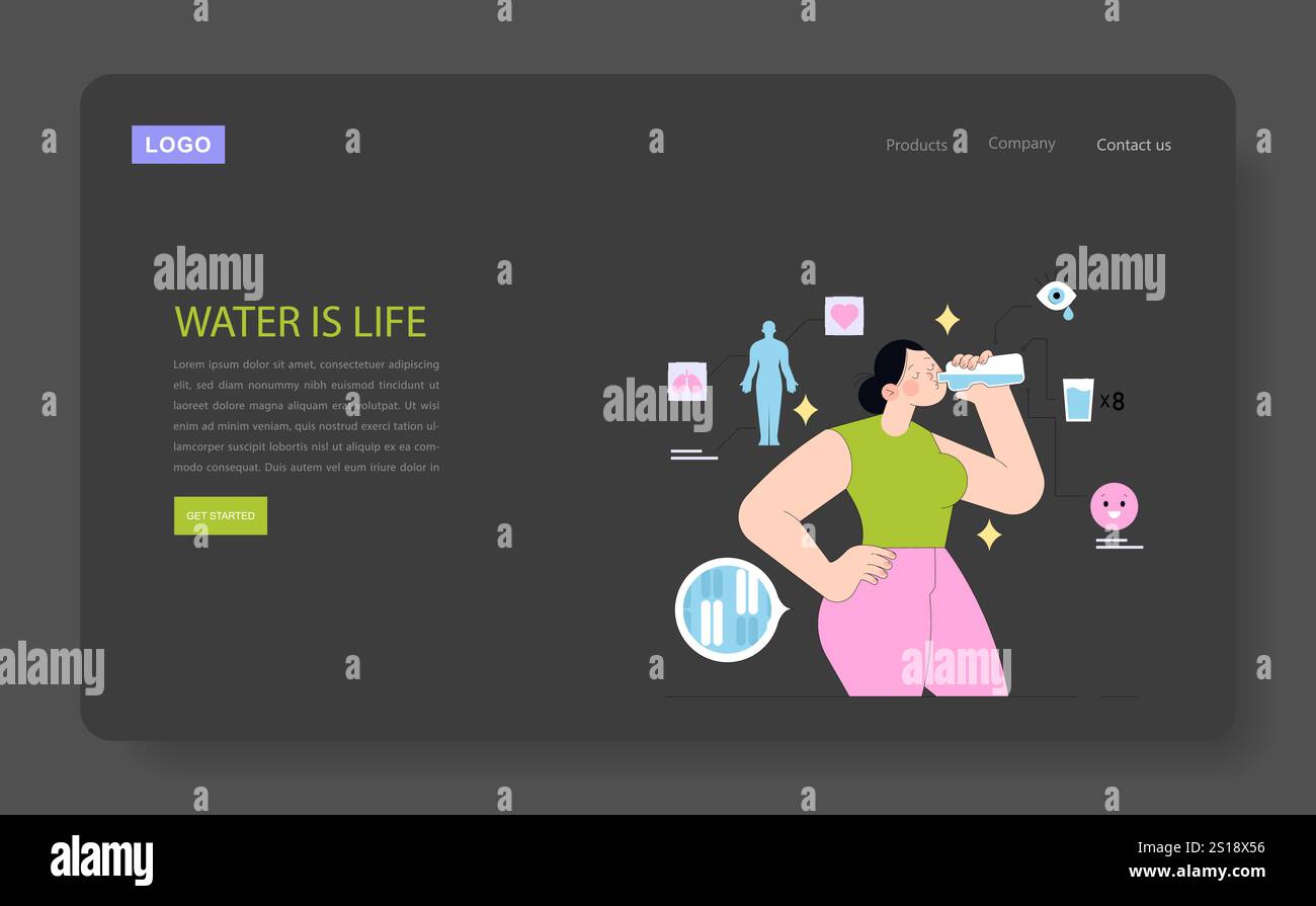 Healthy Lifestyle concept. Woman drinking water enhancing wellness ...