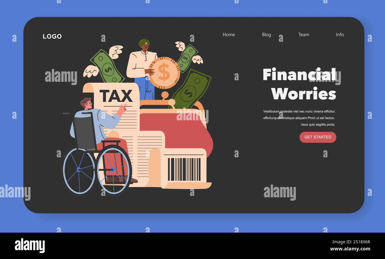 Financial Worries concept. A man in a wheelchair faces tax burden and ...