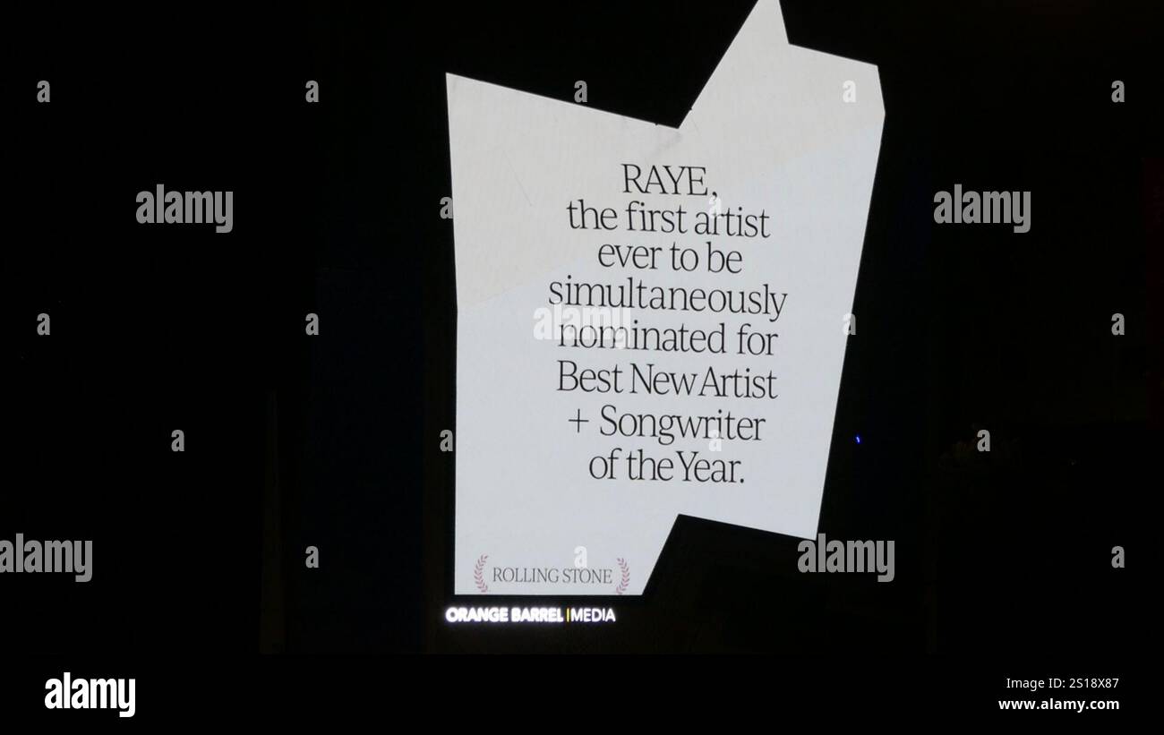 Los Angeles, California, USA 1st January 2025 Singer Raye Billboard on ...