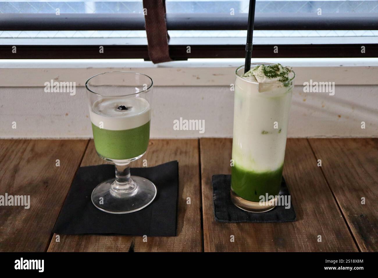 Iced matcha latte and matcha pudding in Tokyo, Japan Stock Photo - Alamy