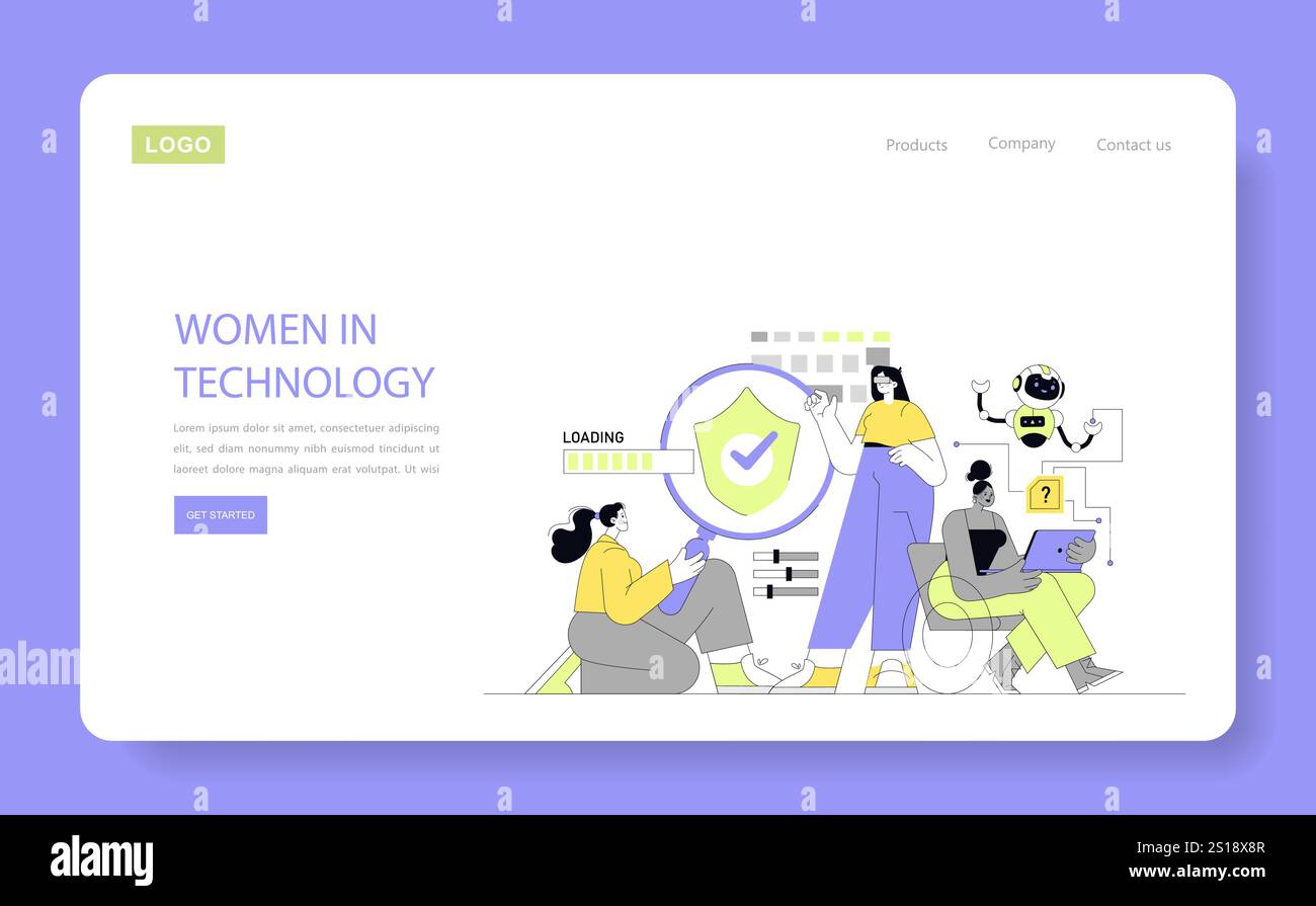 Women in Technology concept. Female professionals interacting with ...