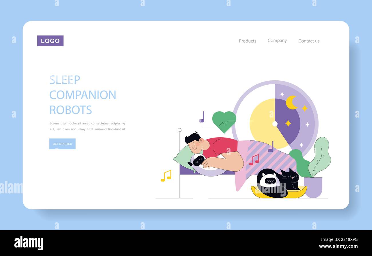 Sleep optimization illustration. A serene scene of a person embracing a ...