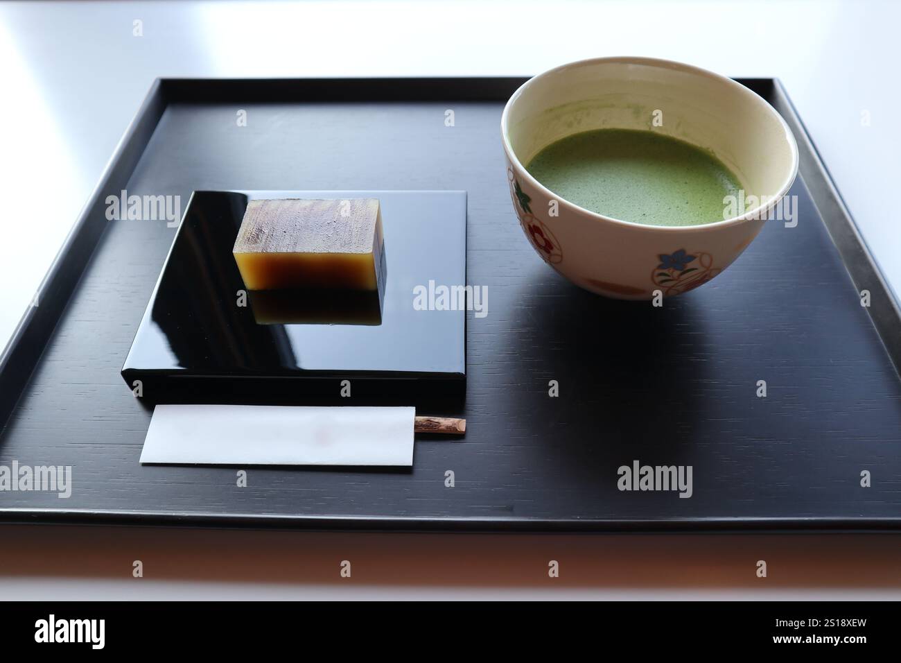 Matcha tea and yokan (Japanese dessert) in Tokyo, Japan Stock Photo - Alamy