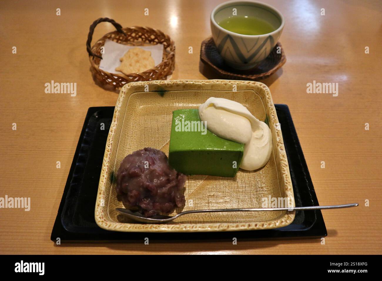 Matcha bavarois (Japanese dessert) in Tokyo, Japan Stock Photo - Alamy