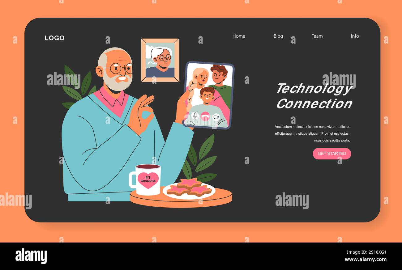 Senior man enjoying video call with family, connecting across the ...