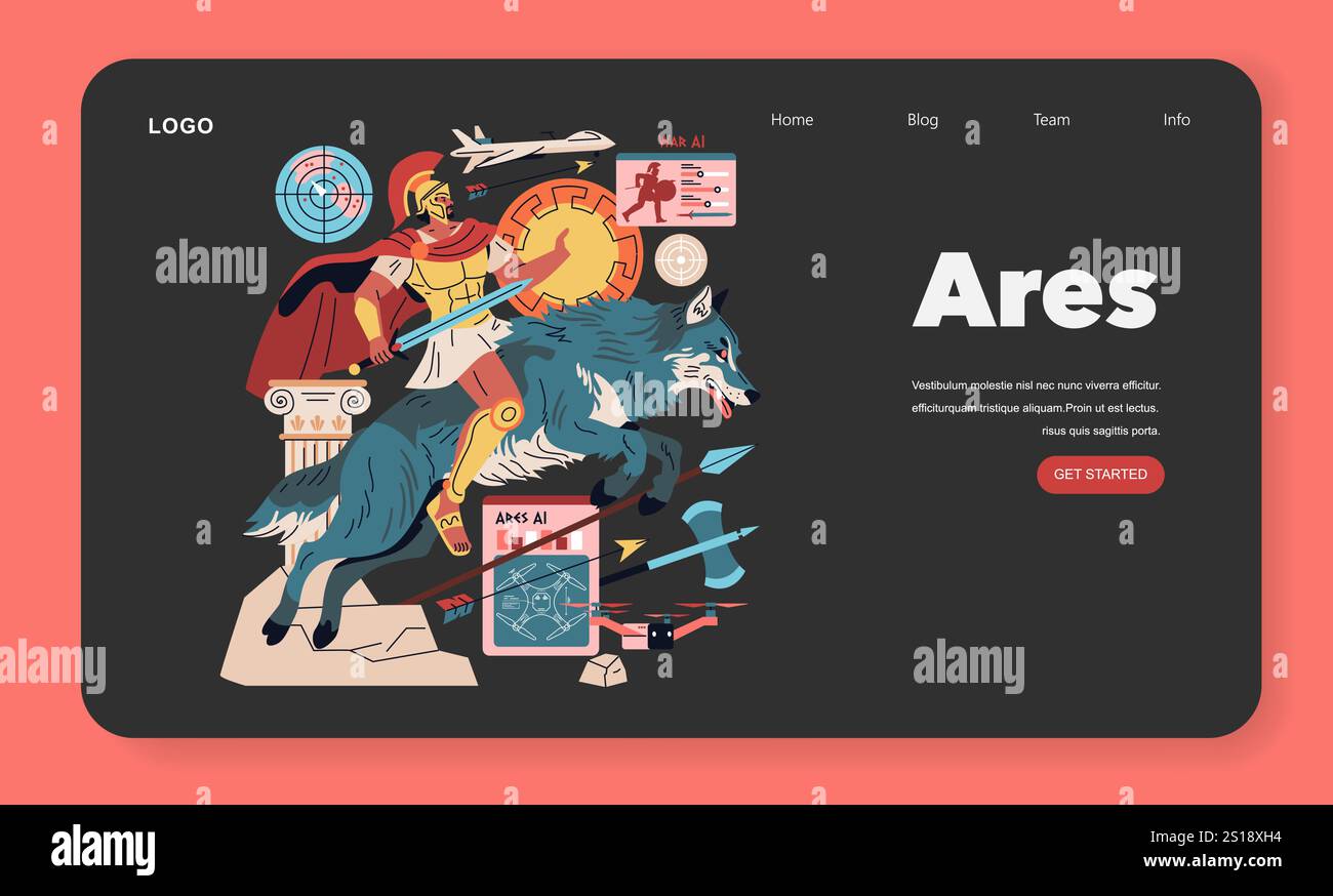 Olympic Gods Synergy AI concept. A futuristic depiction of Ares as an ...