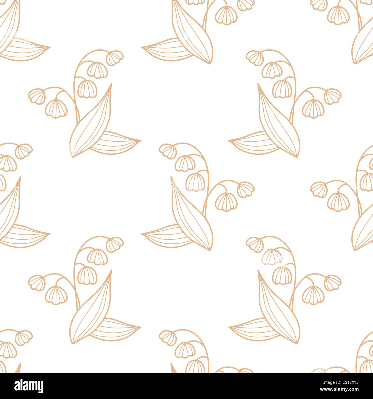 Seamless may Floral Pattern. Elegant Linear lily of the valley flowers ...