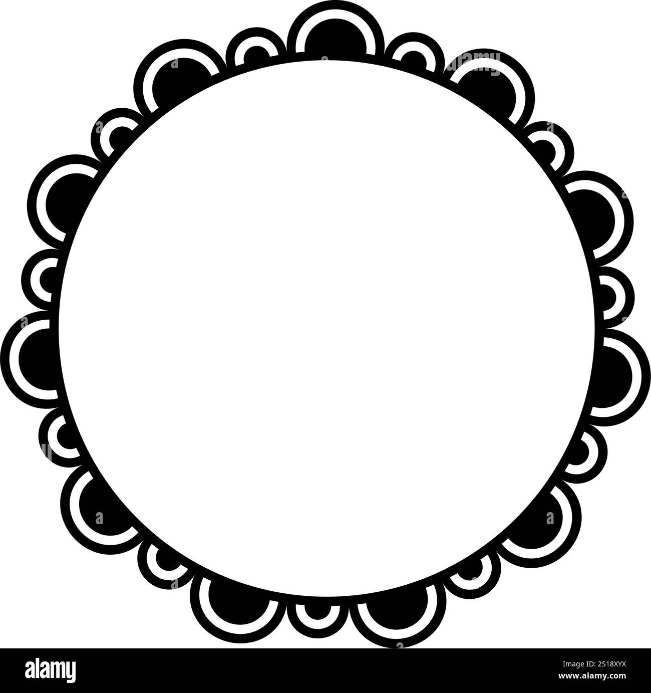 Scalloped edge circle frame. Simple round scalloped border. Fabric lace ...