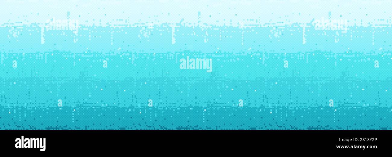 Blue pixel texture background. Vector realistic illustration of color gradient bitmap with ...