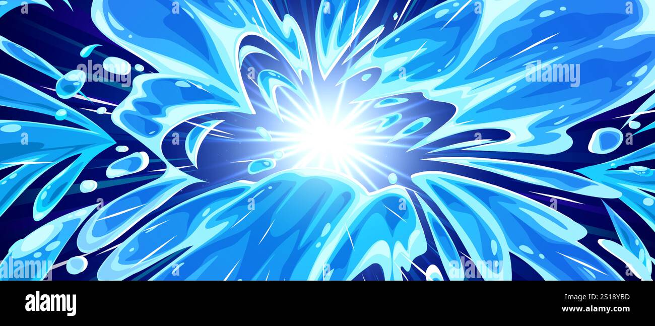 Comic anime water explosion radiating from bright center - dynamic ...