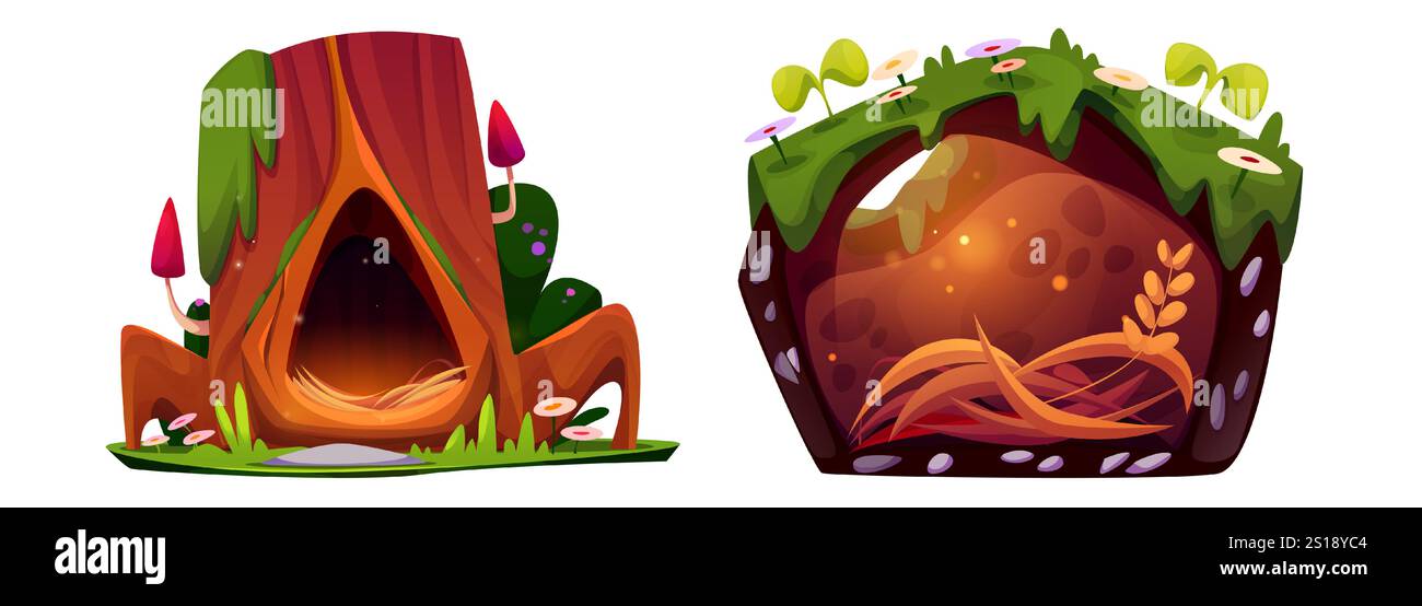 Forest animal houses set isolated on white background. Vector cartoon ...