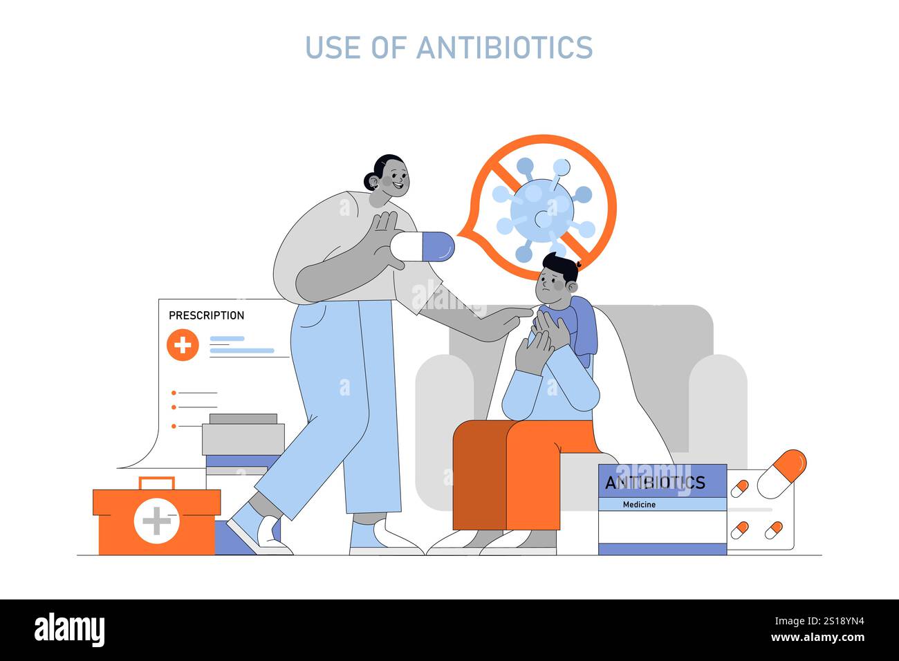 Antibiotic usage concept. Medical professional advises patient on ...