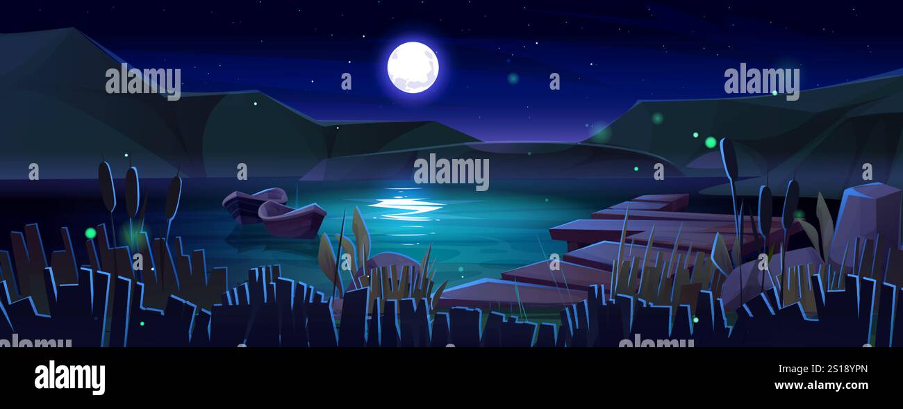 Scenic landscape wooden boats Stock Vector Images - Alamy