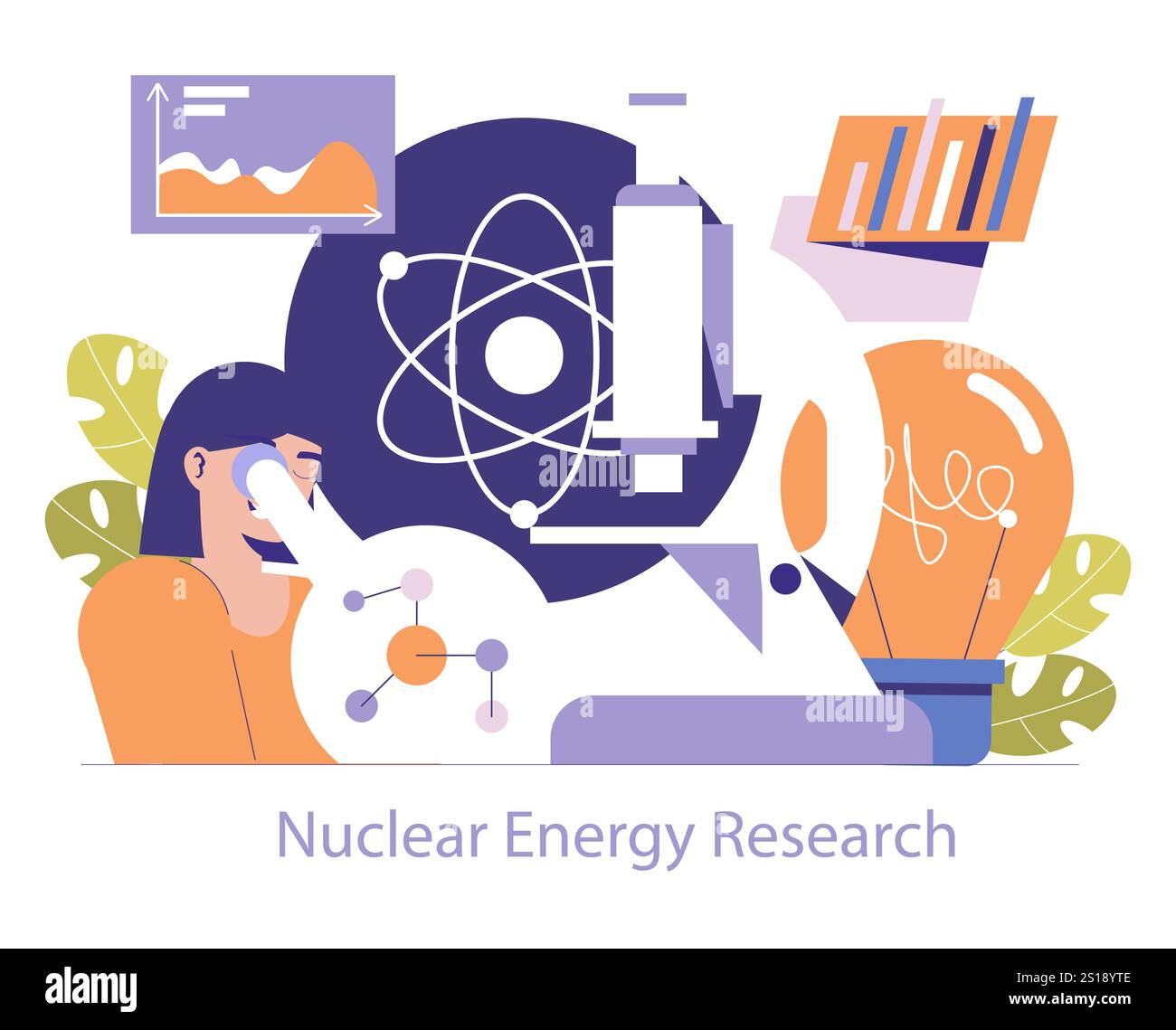 Nuclear Energy Research concept. A scientist explores atomic power ...